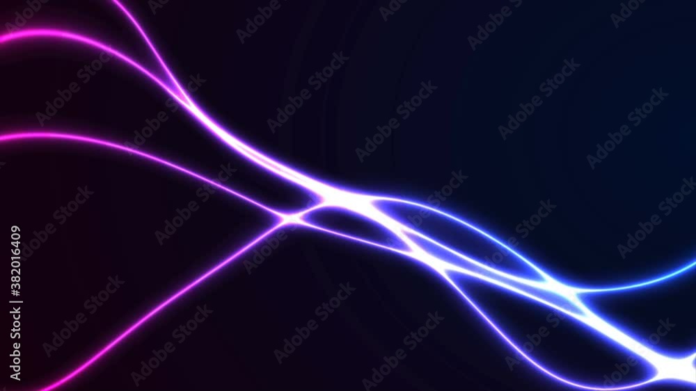 Blue and purple neon glowing smooth wavy lines abstract motion ...