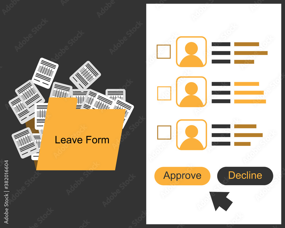 online leave request VS leave application form in paper vector Stock ...