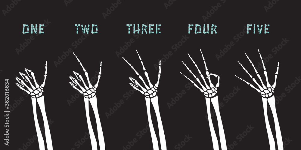 Dead Man Skeleton Correct Hands Counting to Five Beginning with Thumb ...