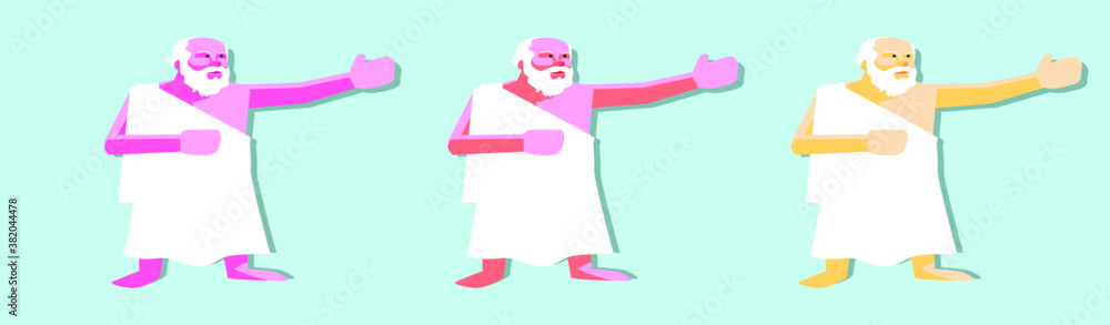 set of socrates classical greek philosopher cartoon icon design ...