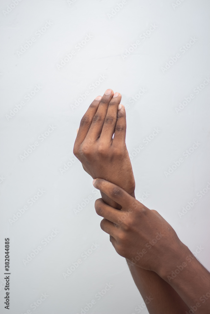 Hand symbol sign language - Male showing hand sign isolated on white ...