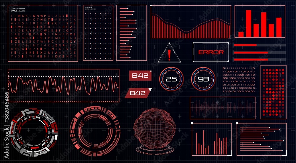 HUD futuristic interface. Hitech display with infographic elements ...
