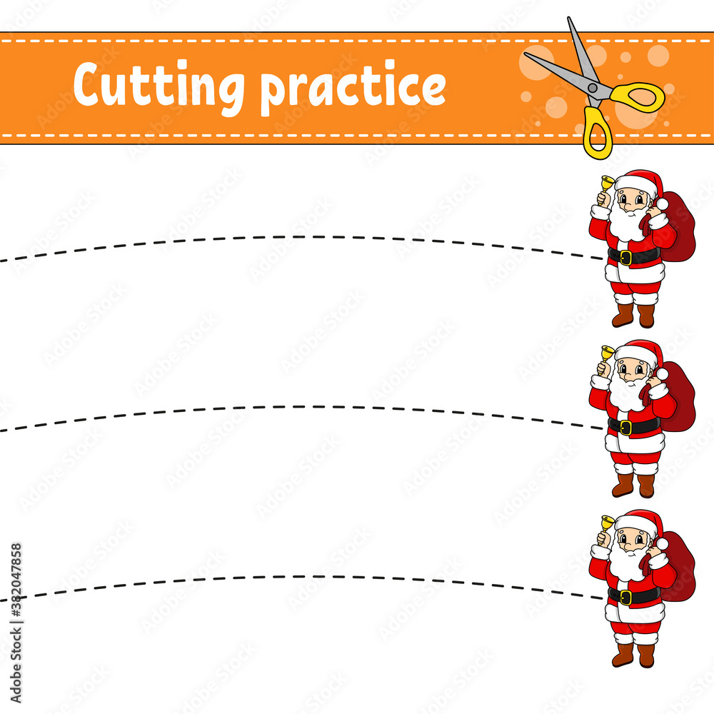 Cutting practice for kids. Education developing worksheet. Activity ...