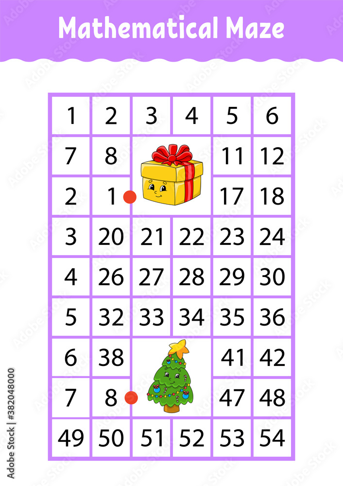Mathematical rectangle maze. Game for kids. Number labyrinth. Education ...