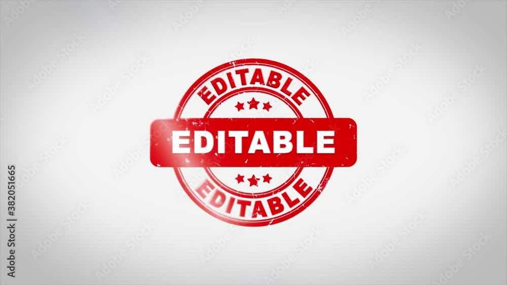 Editable Signed Stamping Text Wooden Stamp Animation. Red Ink on Clean ...