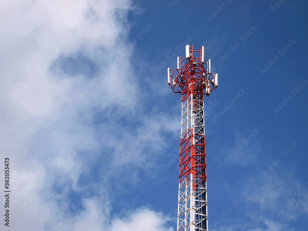 Telecommunication tower. Base station of 5G wireless communication ...