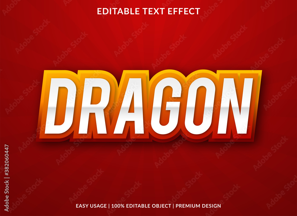 dragon text effect template with 3d and bold style use for brand ...
