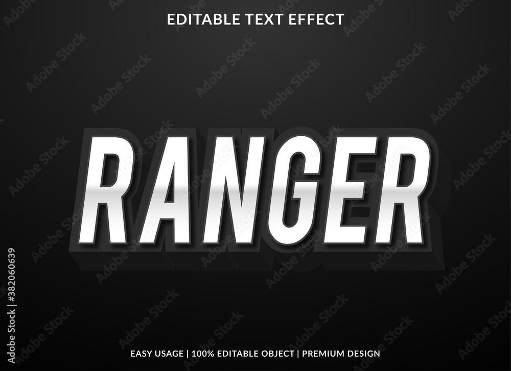ranger text effect template with sans and bold style use for brand ...