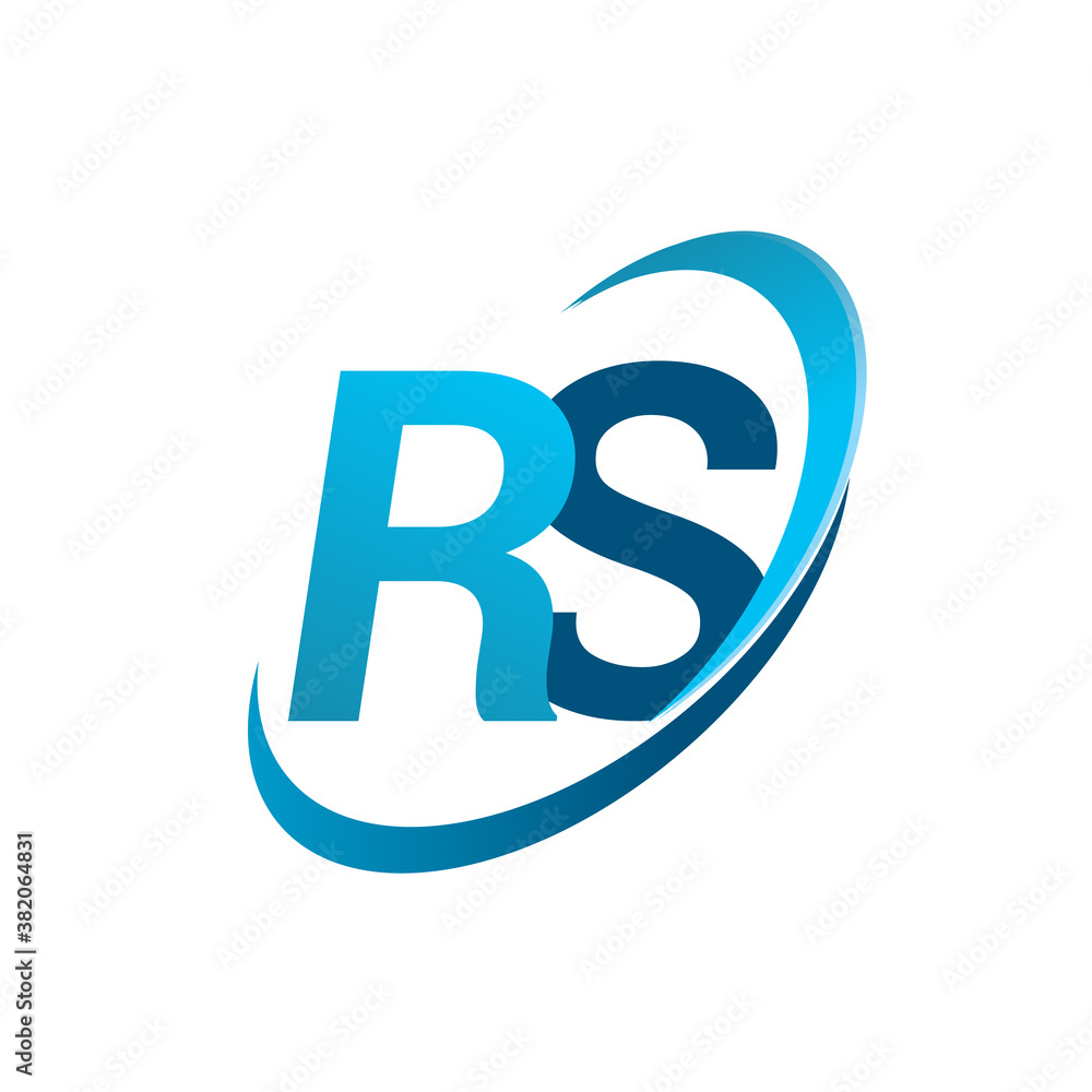 initial letter RS logotype company name colored blue swoosh design ...