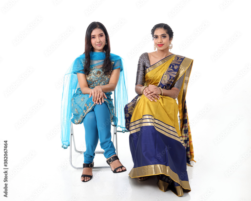 Two South east Asian Indian race ethnic origin woman wearing Indian ...