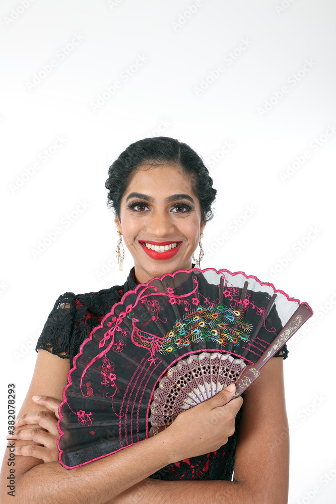 South east Asian Indian race ethnic origin woman wearing Chinese dress ...