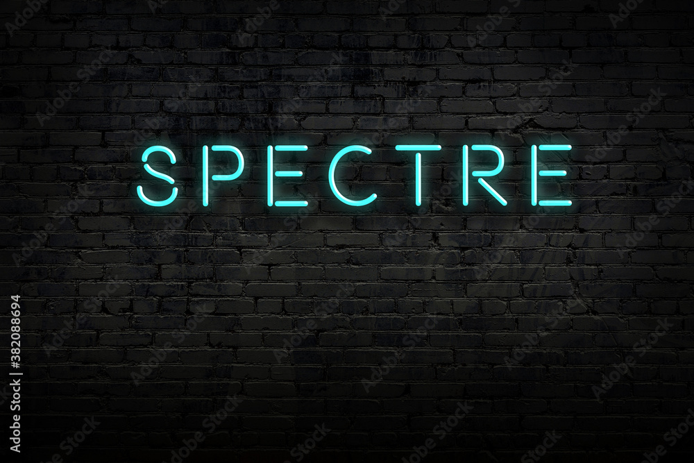 Neon sign. Word spectre against brick wall. Night view Stock ...