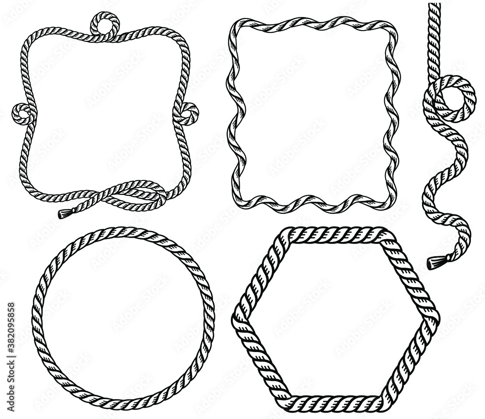 Rope frame. Set of rope frames background for text or design isolated ...