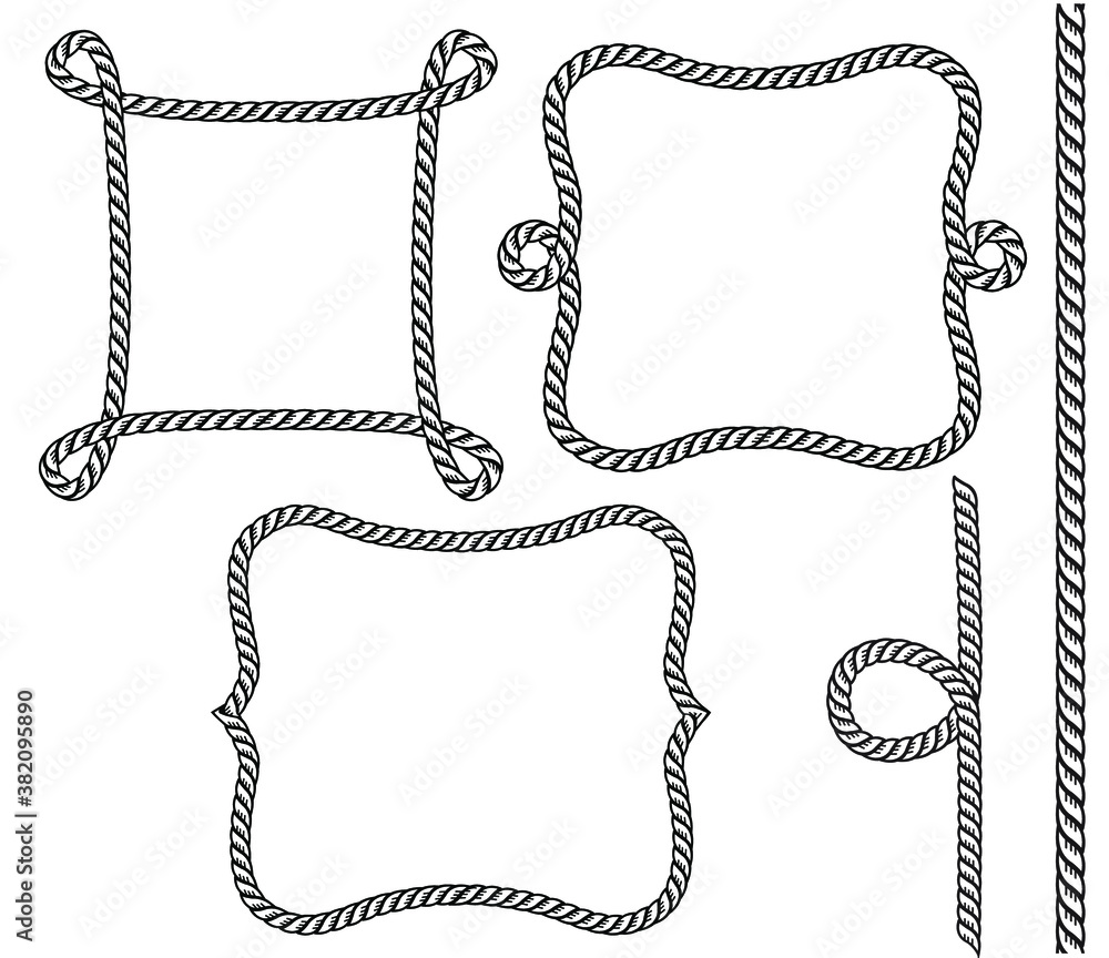 Rope frame. Set of rope frames background for text or design isolated ...