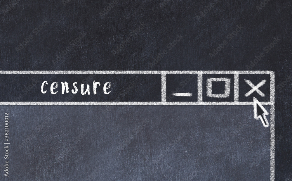 Concept of dealing with problem. Chalk drawing of closing browser ...