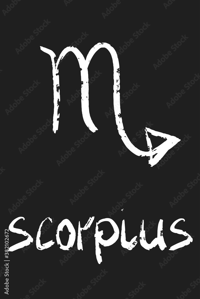 Scorpius zodiac sign. Handwritten brush design vector illustration of a ...