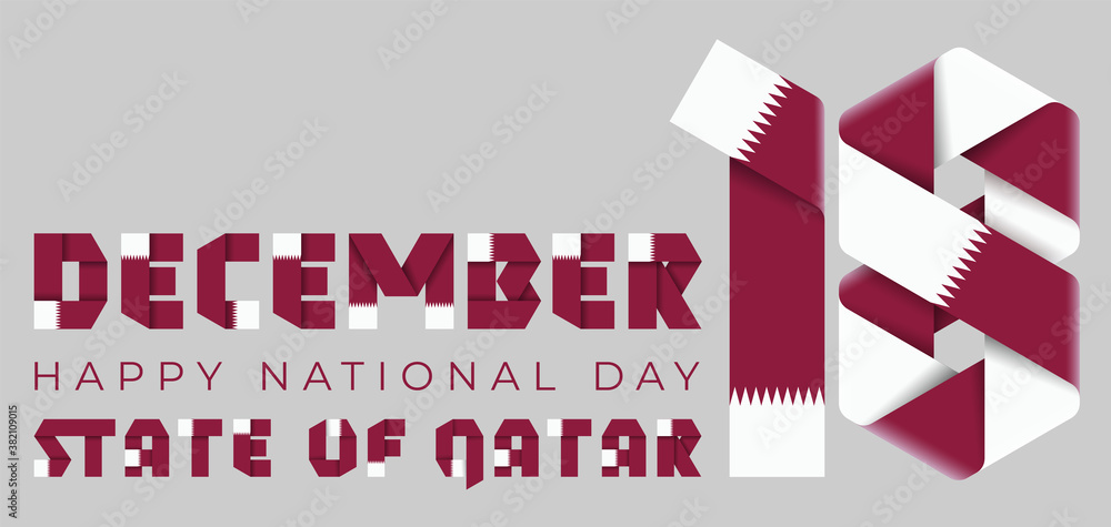 December 18, Qatar National Day congratulatory design with Qatari flag ...