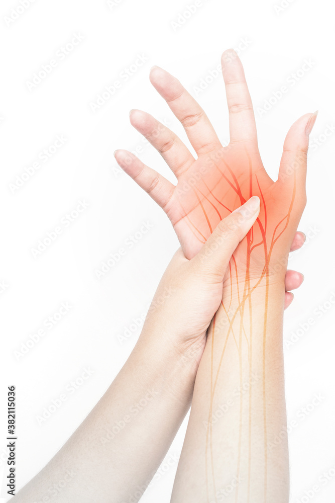 wrist nerve pain white background wrist injury Stock Photo | Adobe Stock