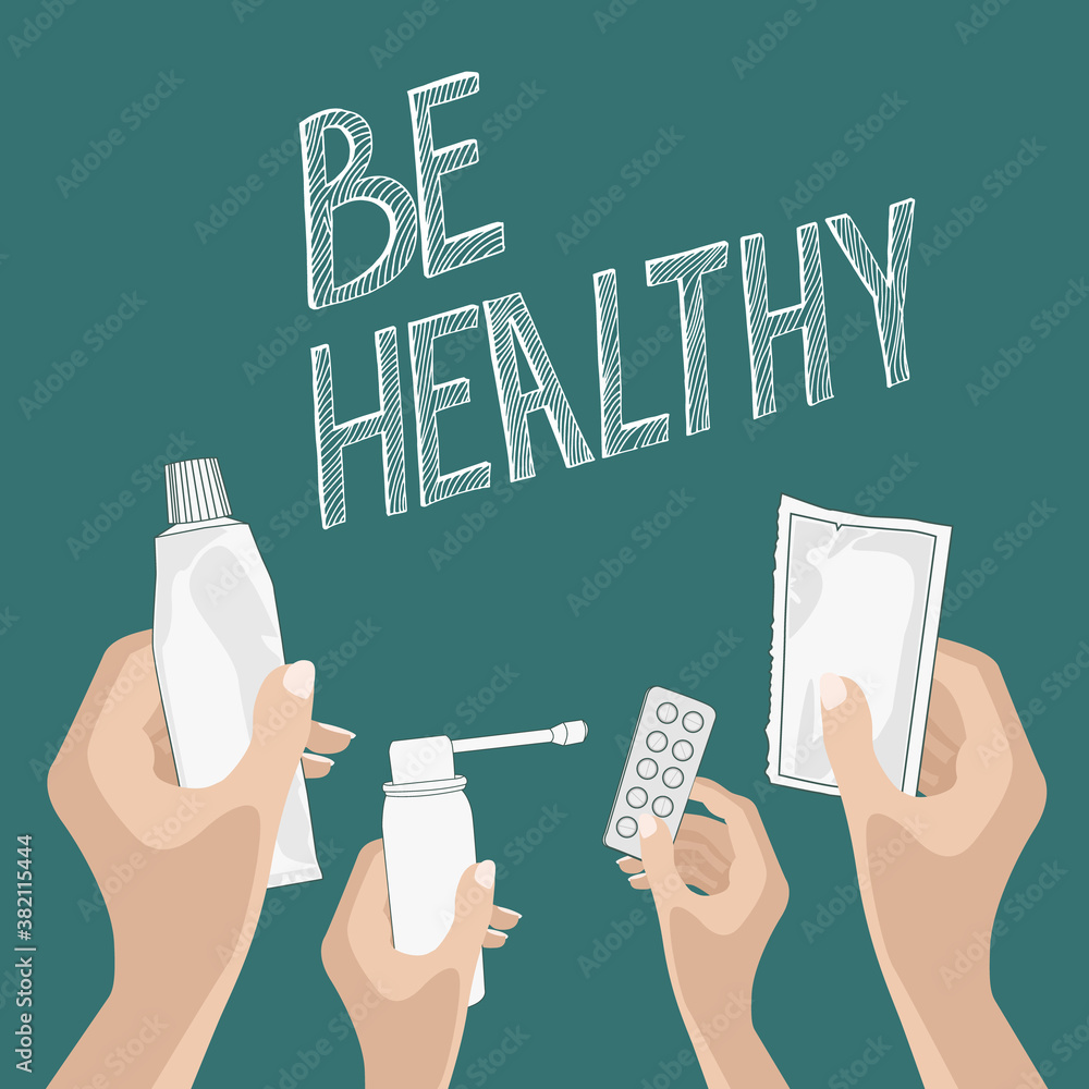 Be healthy. Be healthy. In the hands of medicines: spray, ointment ...