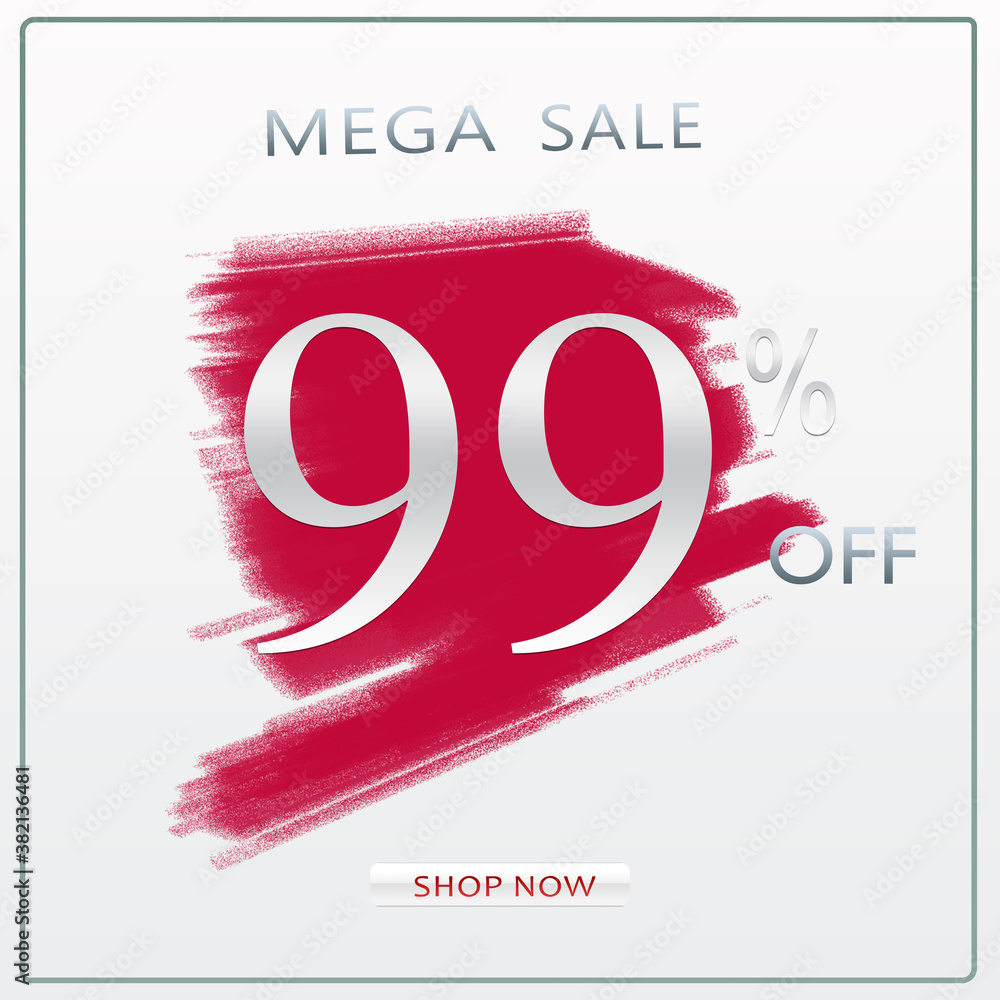 99% Off Mega Sale Discount Offer Modern Silver Concept Banner Design ...