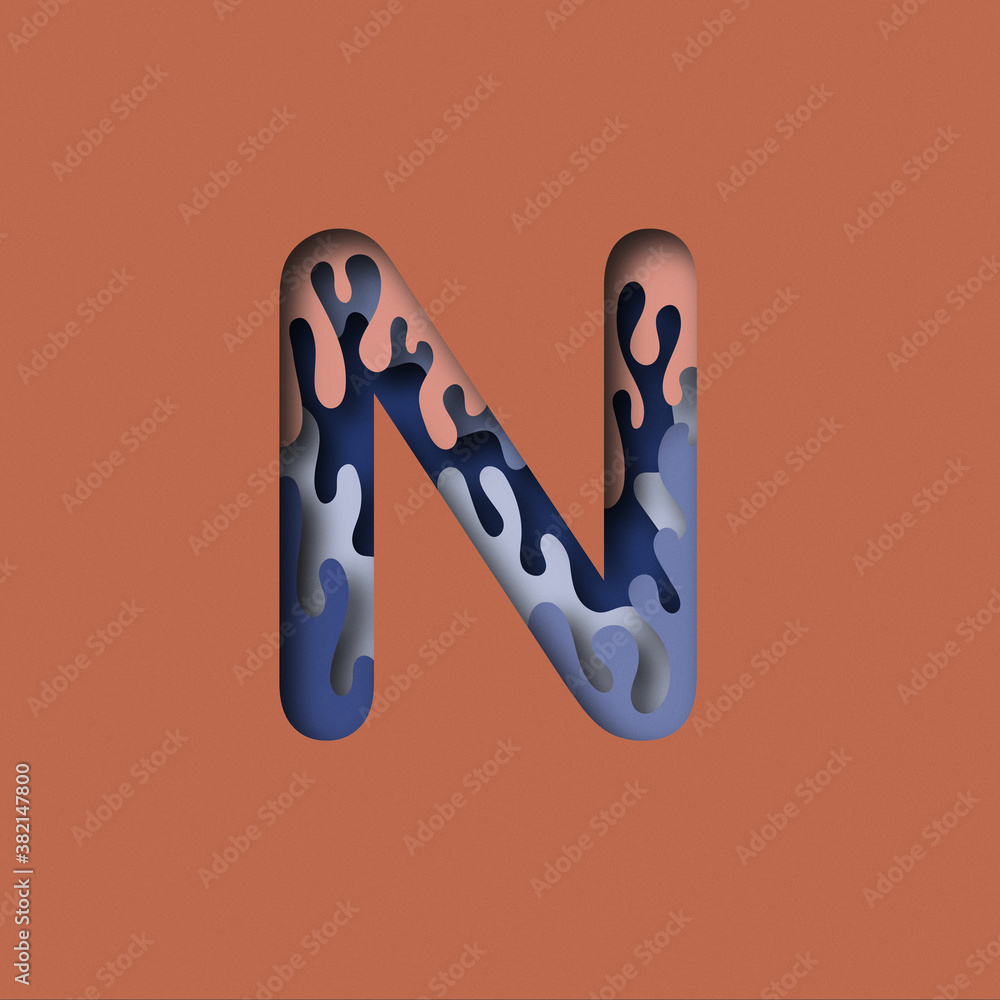 Letter N in the style of Paper Chut. Letter of the alphabet. Use for ...