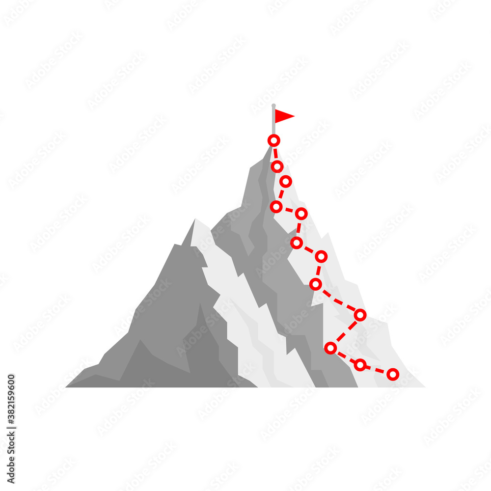 Mountain climb path challenge journey base infographic. Vector growth ...