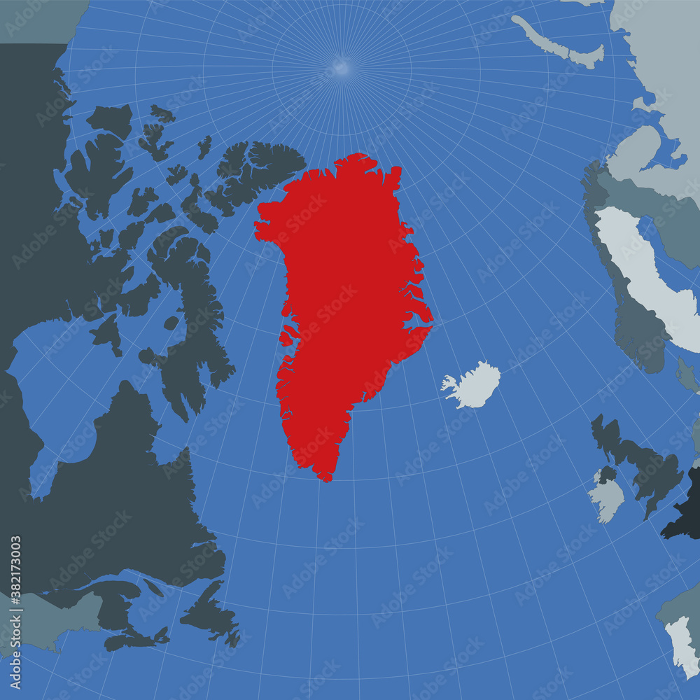 Shape of the Greenland in context of neighbour countries. Country ...