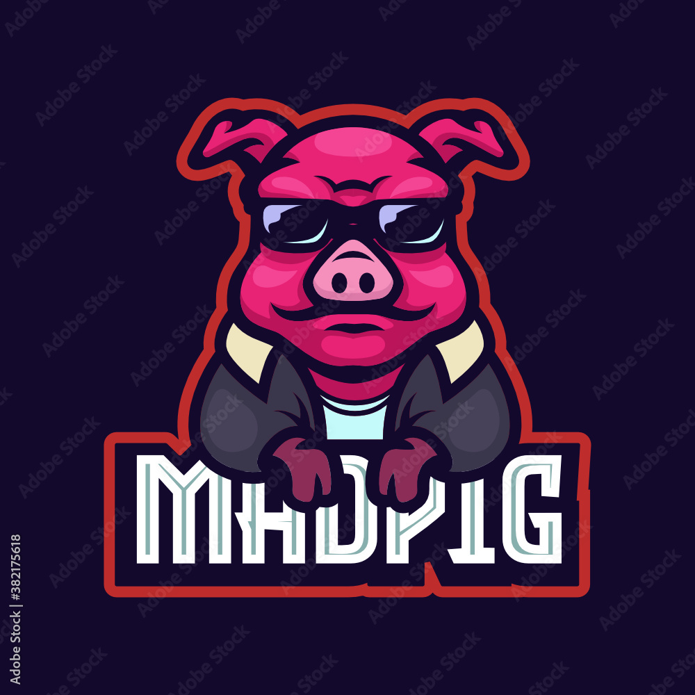 Mad pig team e-sport mascot logo emblem Stock Vector | Adobe Stock