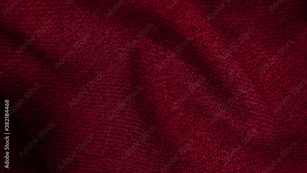Crumpled dark red fabric texture, wavy wrinkled cloth pattern. soft red ...