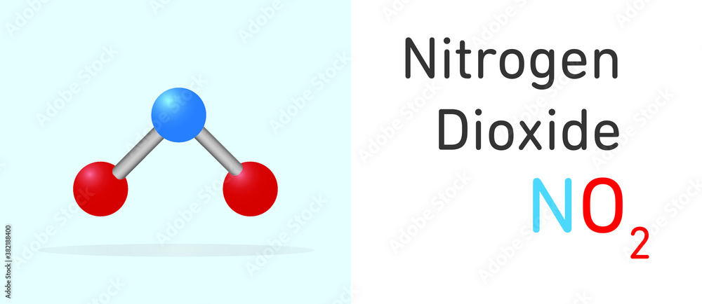 Nitrogen Dioxide (N02) gas molecule. Stick model. Structural Chemical ...