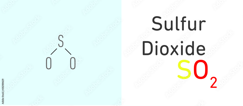 Sulfur Dioxide (S02) gas molecule. Stick model. Structural Chemical ...