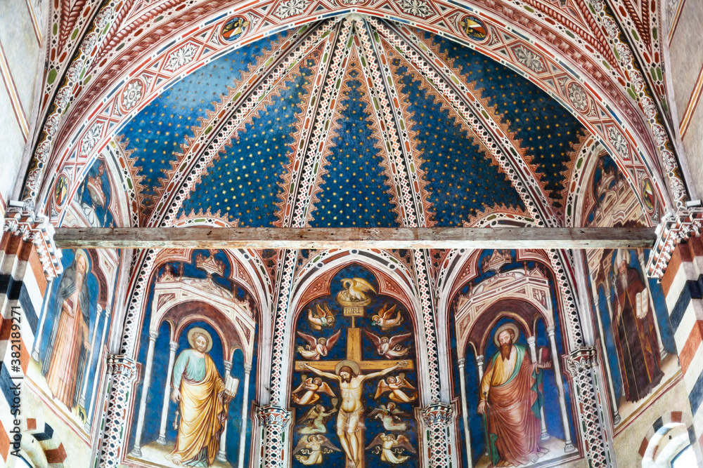 VERONA, ITALY - MARCH 27, 2017: frescoes in Basilica di San Zeno (San ...