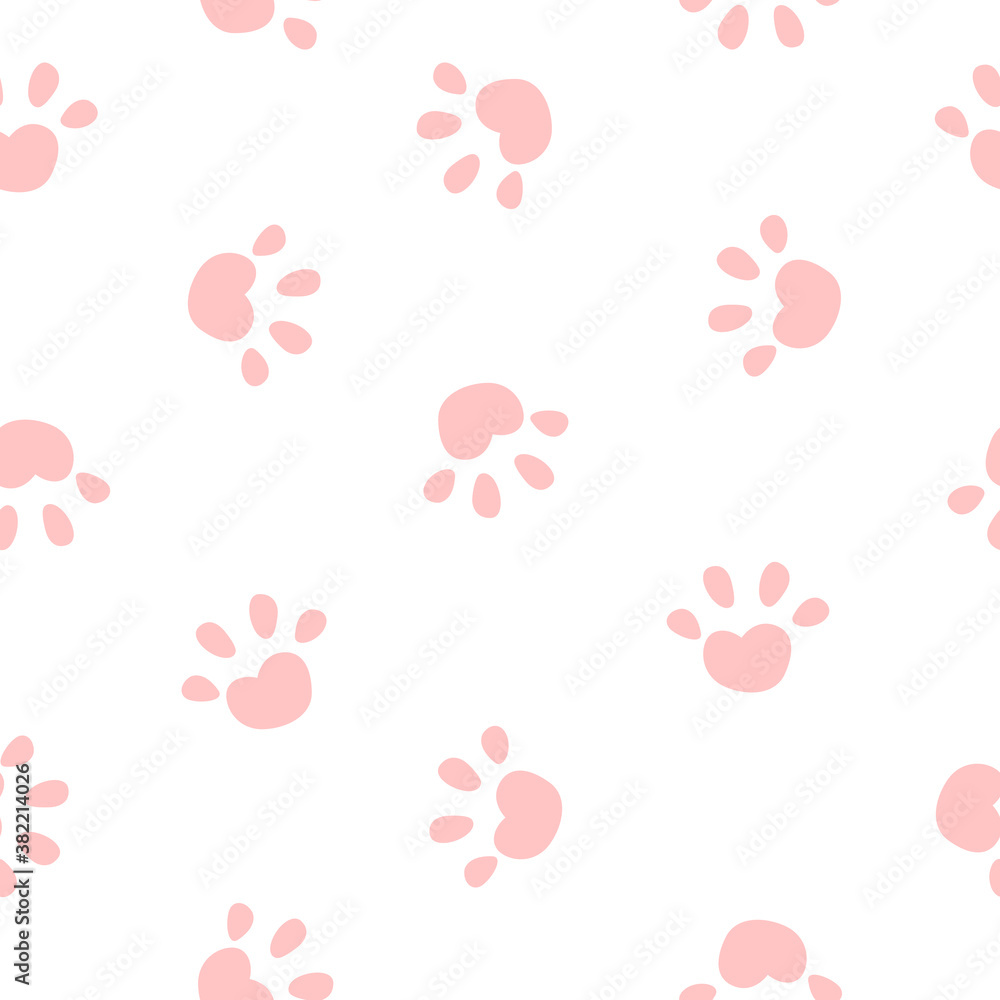 Animal Paw Seamless Pattern Simple Background. Vector Illustration ...
