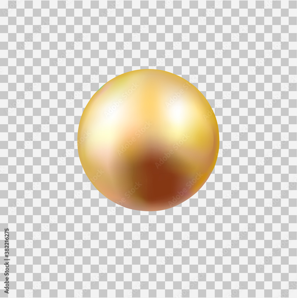 Gold ball isolated on transparent background. Spherical 3D sphere with ...