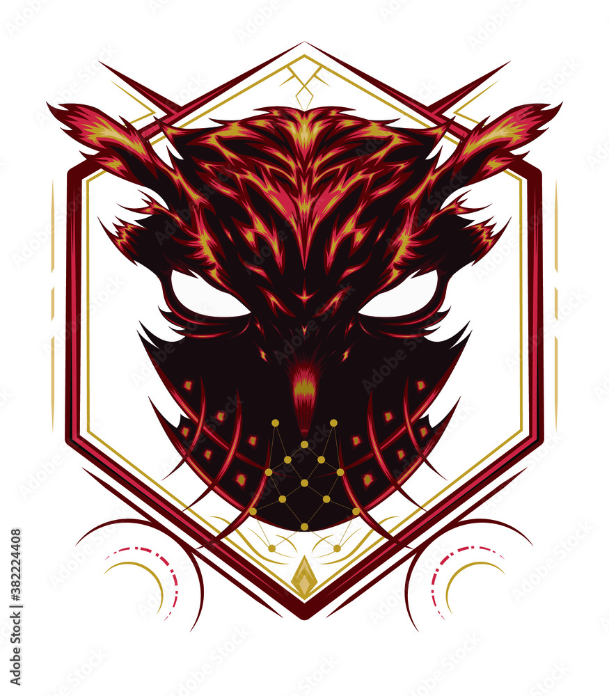 fire owl illustration design template. animal logo vector. Stock Vector ...