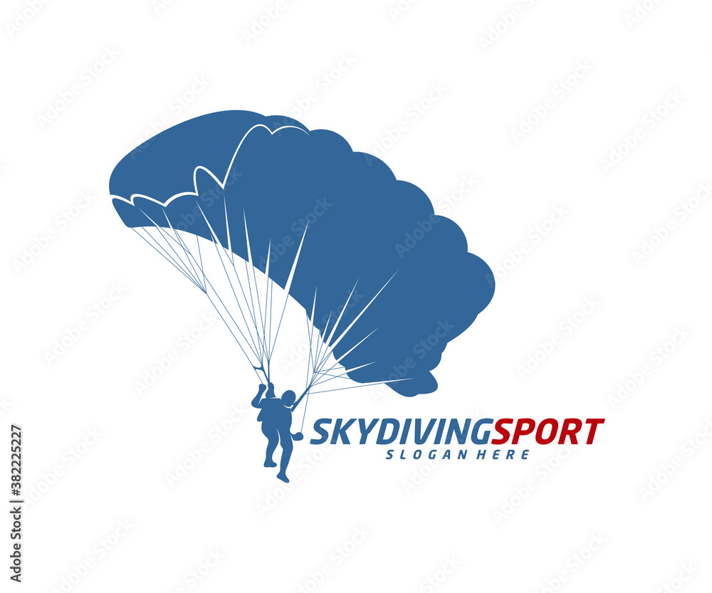 Skydiving logo design vector template, Parachuting design illustration ...