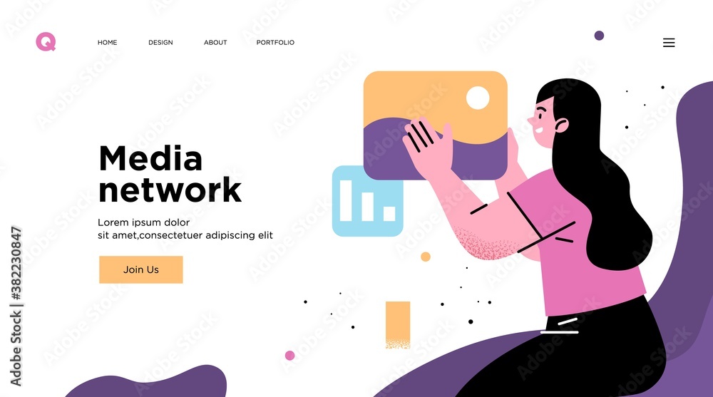 Presentation slide template or landing page website design. Business ...