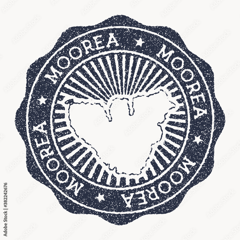 Moorea stamp. Travel rubber stamp with the name and map of island ...