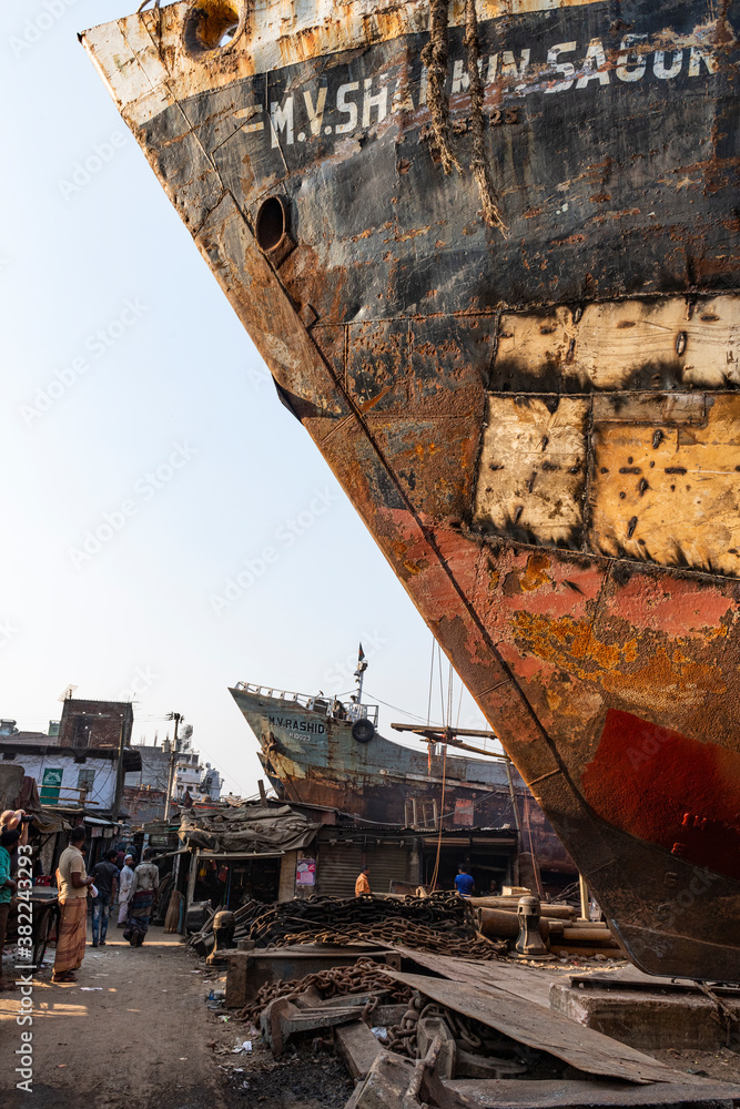 Ships being broken up in the shipwreck cemetery (ship breaking yard ...