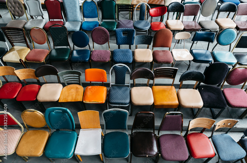 Vintage Chair Collection with Rows Stock Photo | Adobe Stock