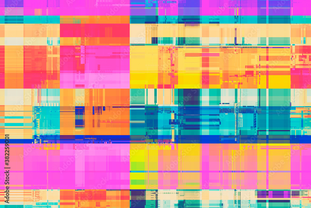 Vibrant, digital pixel glitch background/texture/mosaic/collage ...