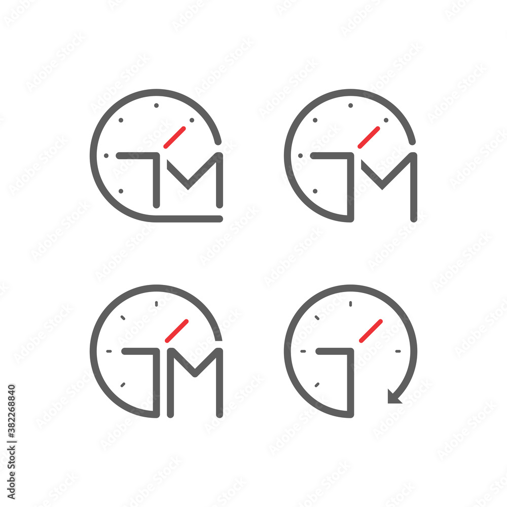 Clock and letter TM logo design vector Stock Vector | Adobe Stock
