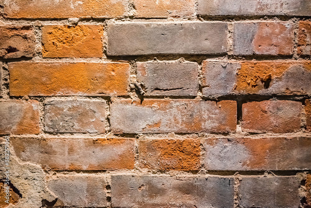 Red brick wall of the Ginza Brick Town in Tokyo, Japan, Meiji Period ...