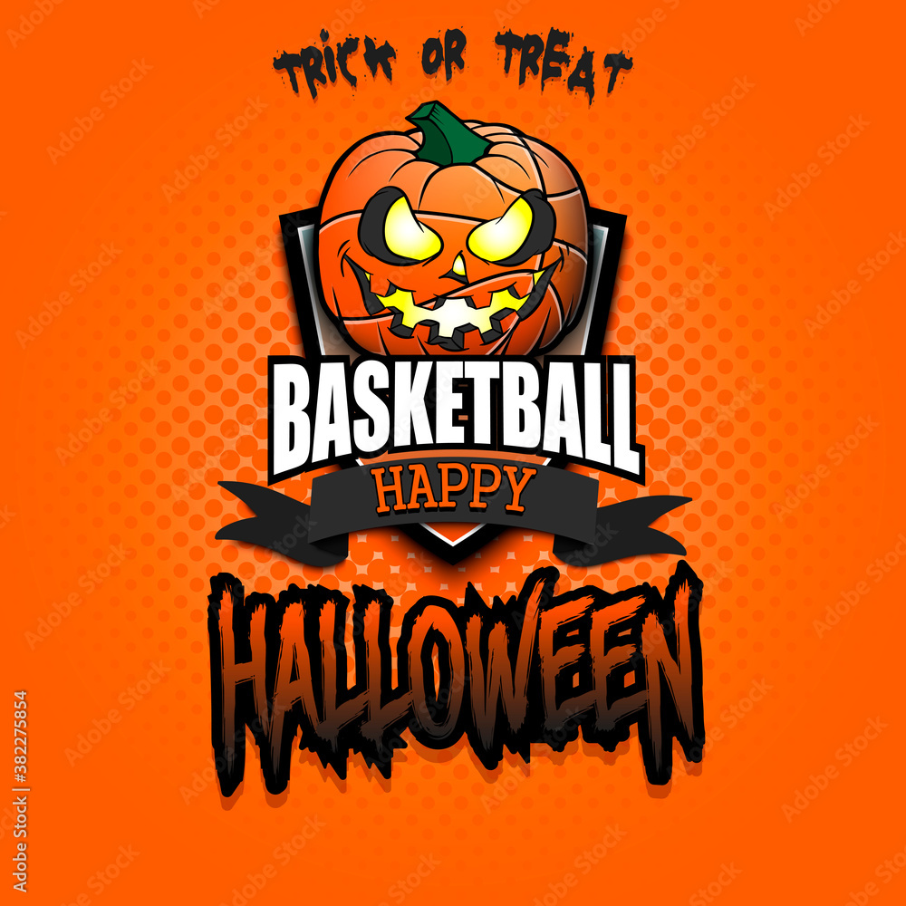 Happy Halloween. Template basketball design. Logo basketball ball in ...