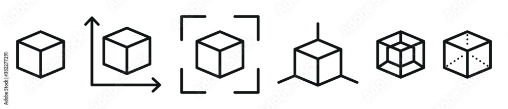 Cube icon in vector, Augmented reality. cube symbol, 3D Cube line icon ...