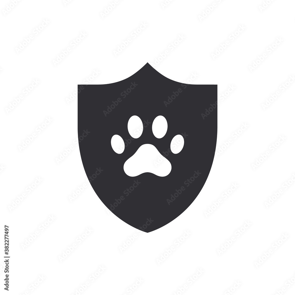 Animal protection. Animal paw icon. Pet guard. Protected animal. Safety ...