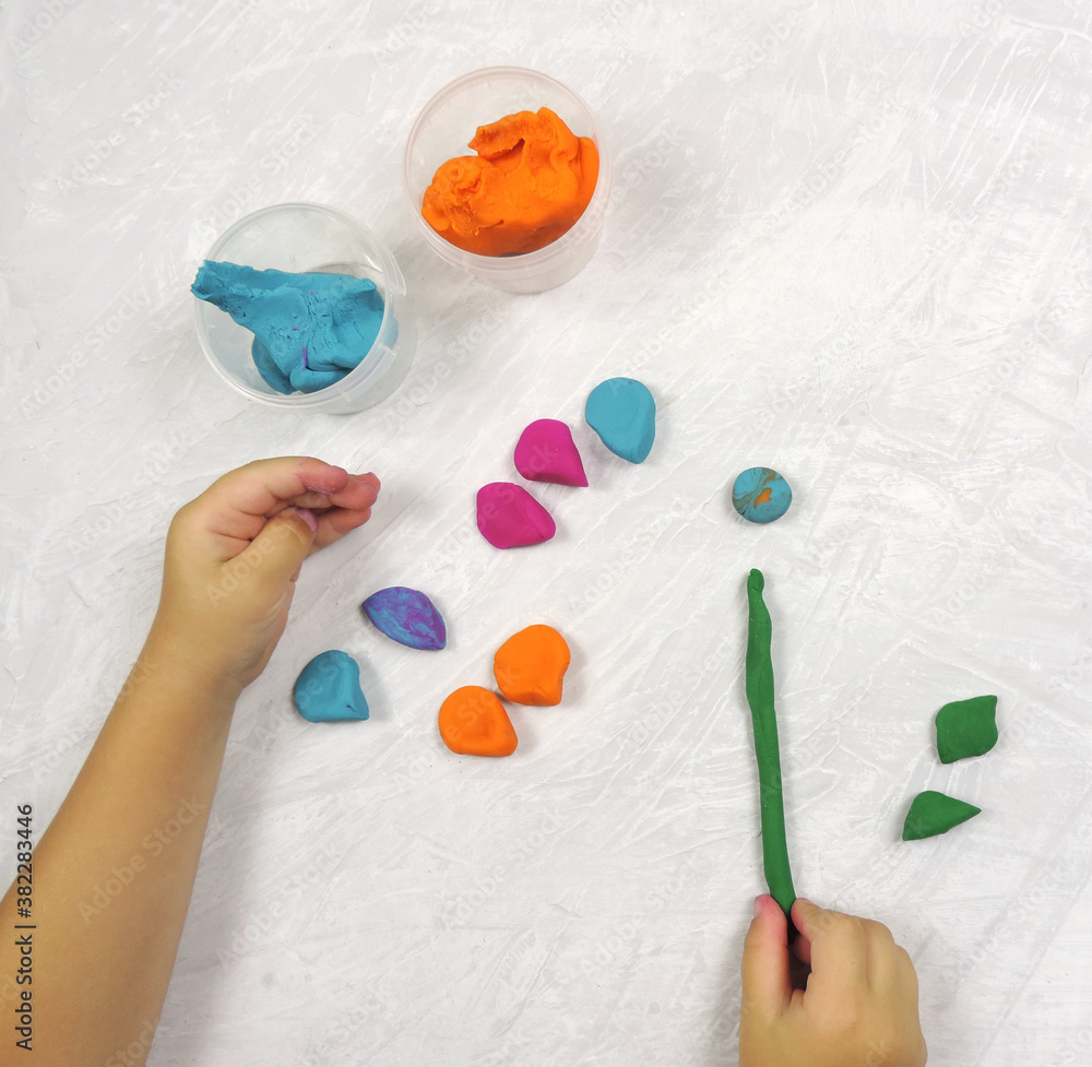 multi-colored plasticine for children's creativity and crafts, elements ...