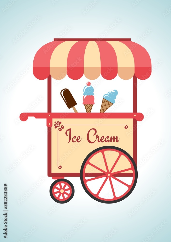 Retro ice cream cart. Template for your design Stock Vector | Adobe Stock