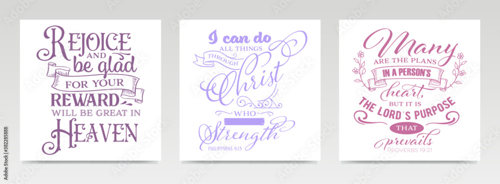 Christian quotes letter typography set illustration. Stock Vector ...