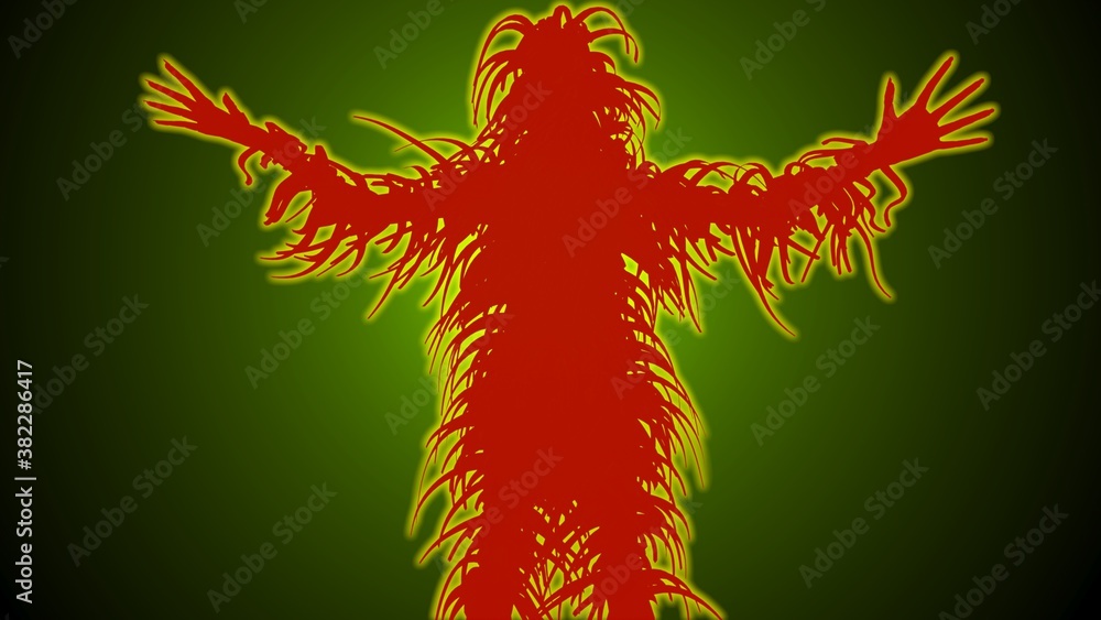 Sasquatch , Bigfoot. Large hairy humanoid creature covered in long ...